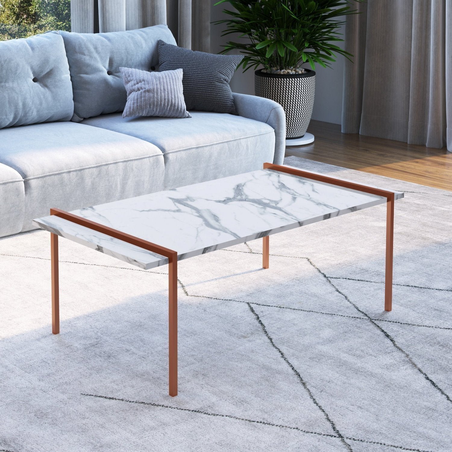 Mesa de Centro Retangular Thassos Industrial Artesano | MadeiraMadeira