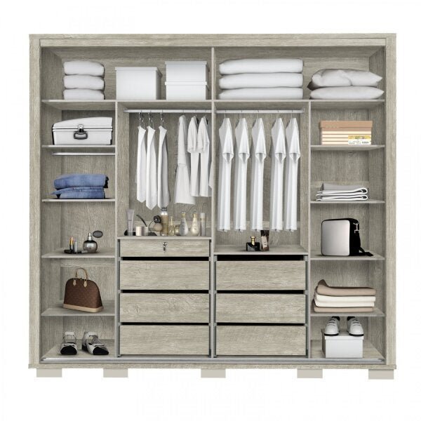 Guarda-Roupa Casal 2 Portas de Correr 7 Gavetas Califórnia Carmolar ...