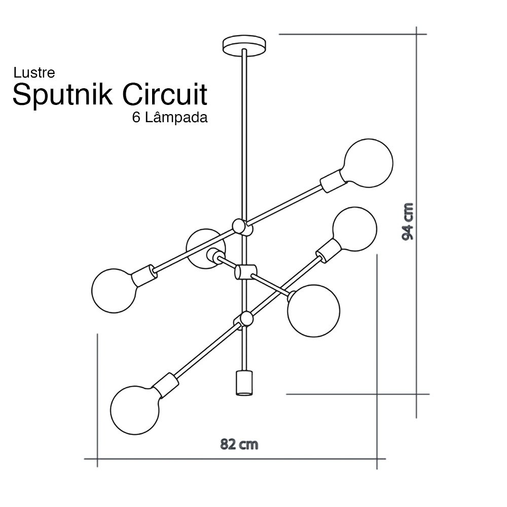 Lustre/Pendente Luminária Moderno Sputnik Circuit Retro Vintage 6 ...