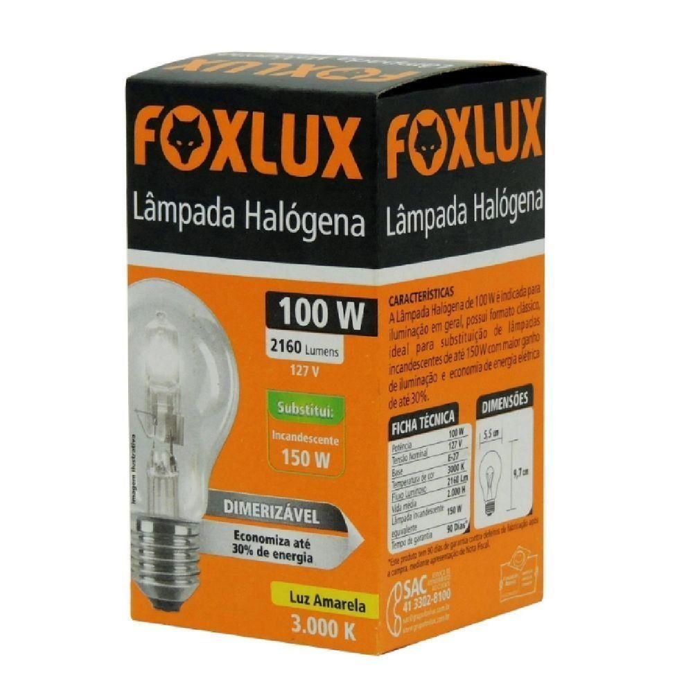 Lampada Halogena Classica 100w 127v Foxlux | MadeiraMadeira