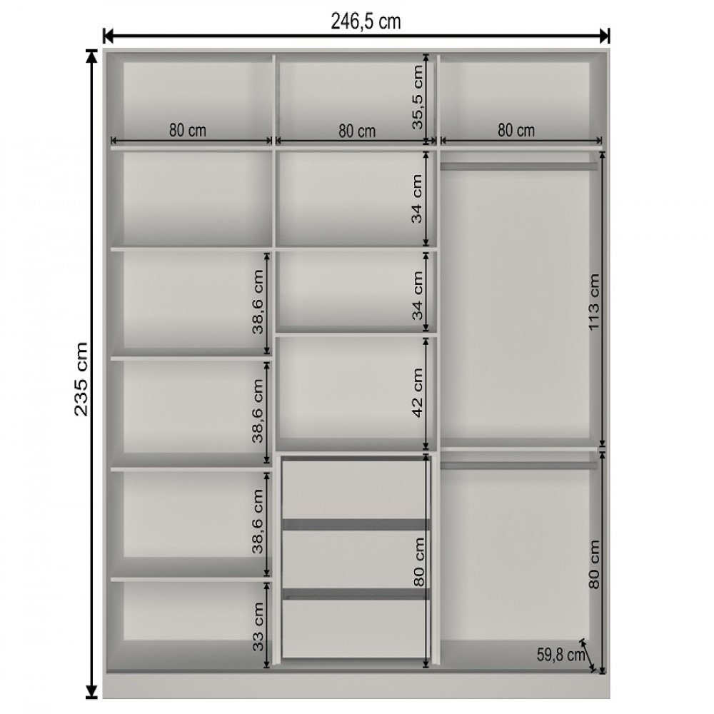 Guarda Roupa Closet Gran 3 Portas 1 Espelho Nova Mobile | MadeiraMadeira