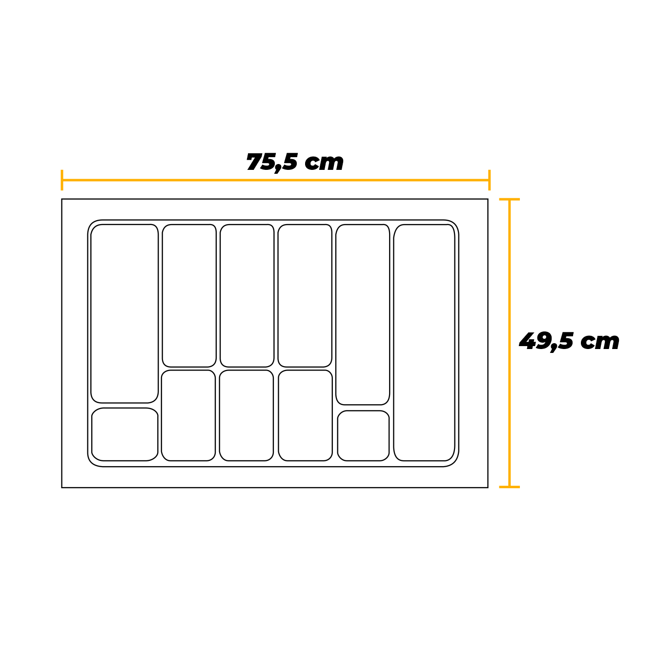 Divisor de Talheres para Gavetas 12 nichos 75,5x49,5cm | MadeiraMadeira