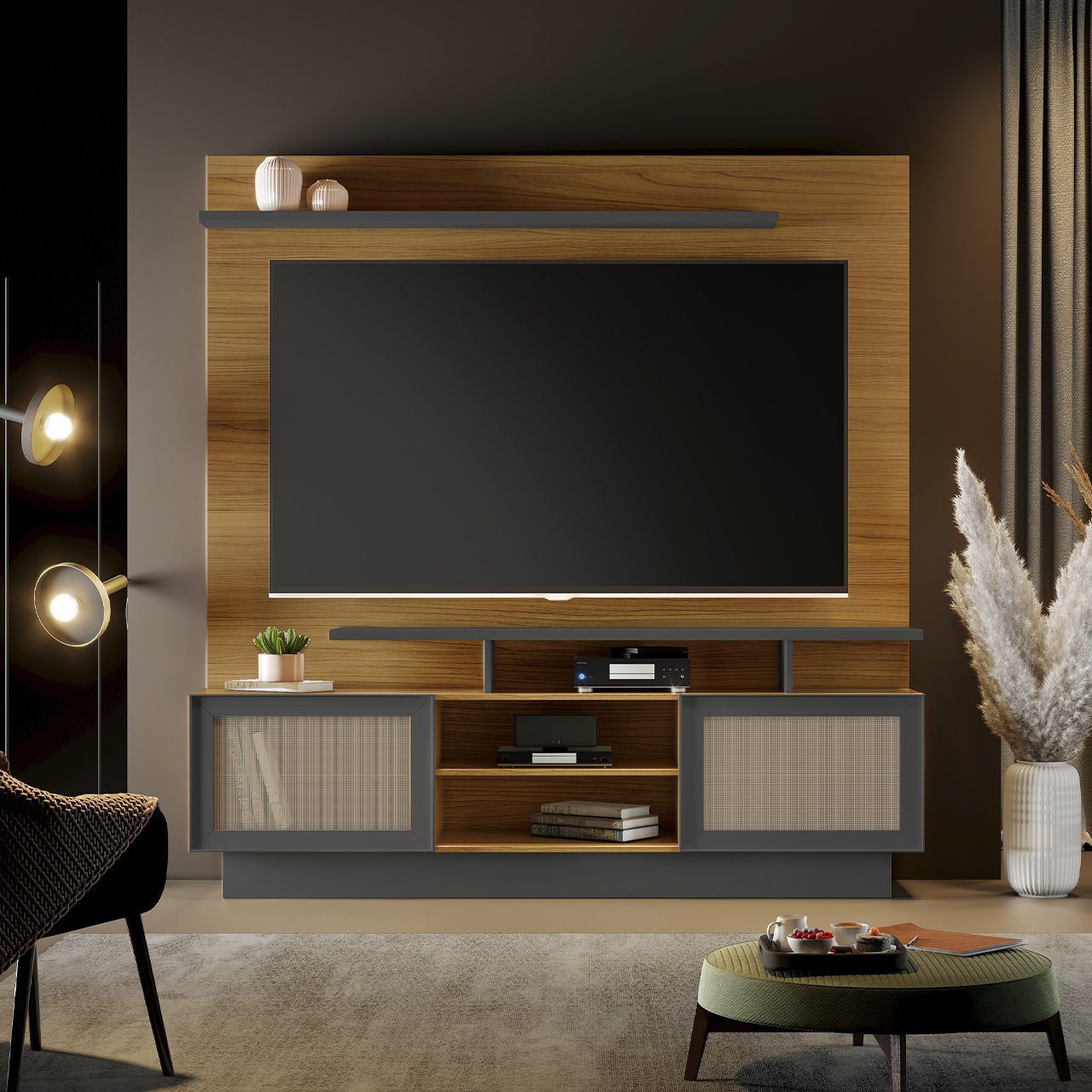 Home para Tv de Até 65 Polegadas Impulso JCM Movelaria - FREIJÓ GRAFITE ...