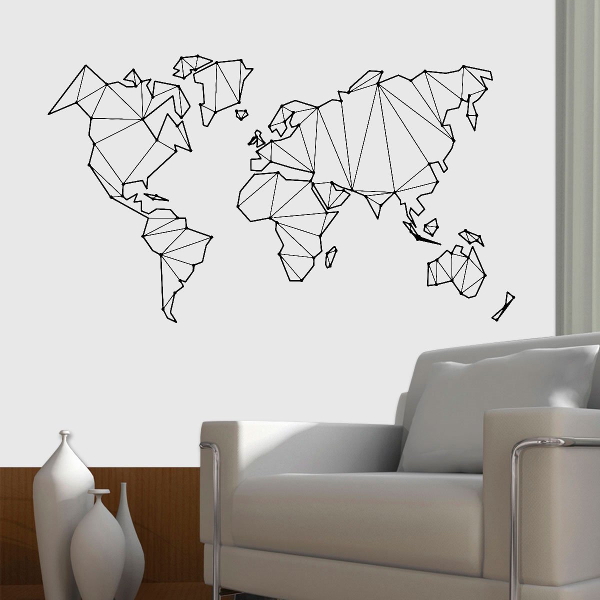 Adesivo de Parede Mapa-Múndi Origami-Especial 191x98cm | MadeiraMadeira