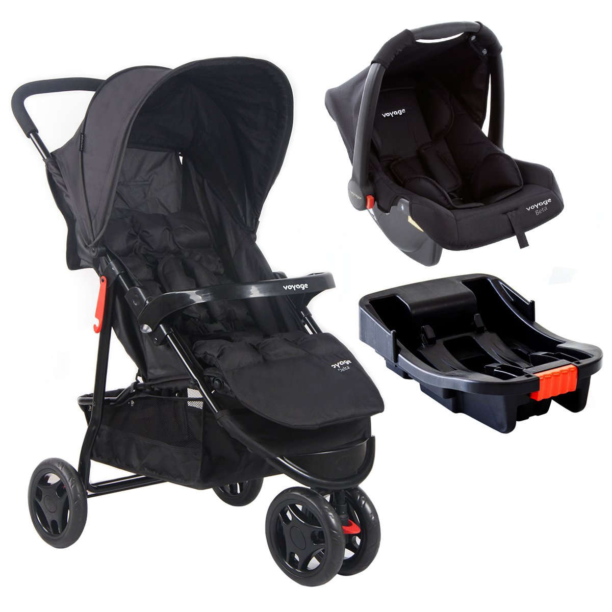 Kit Carrinho Bebê 3 Rodas Reclinável e Berço Até 15kg Delta Trio PRO ...