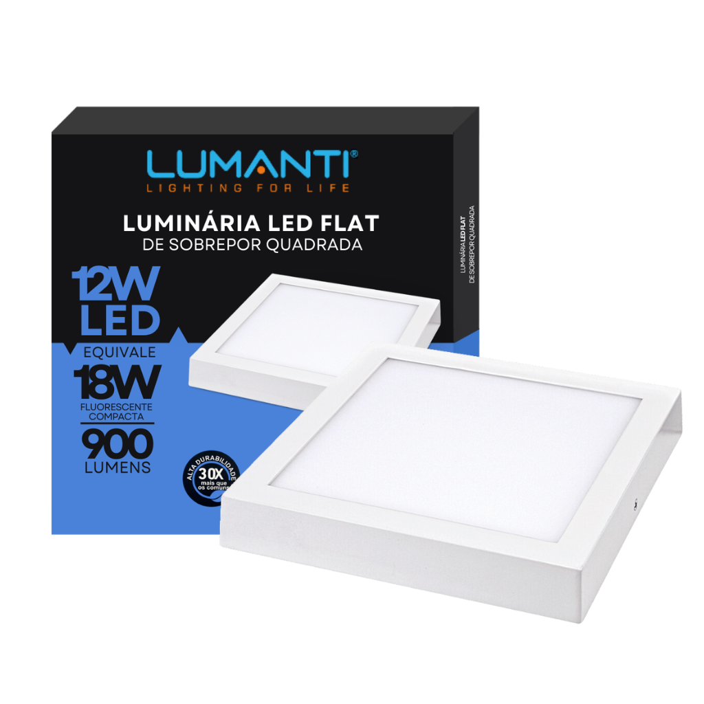 Luminária Led Sobrepor Quadrada 12w - Lumanti | MadeiraMadeira