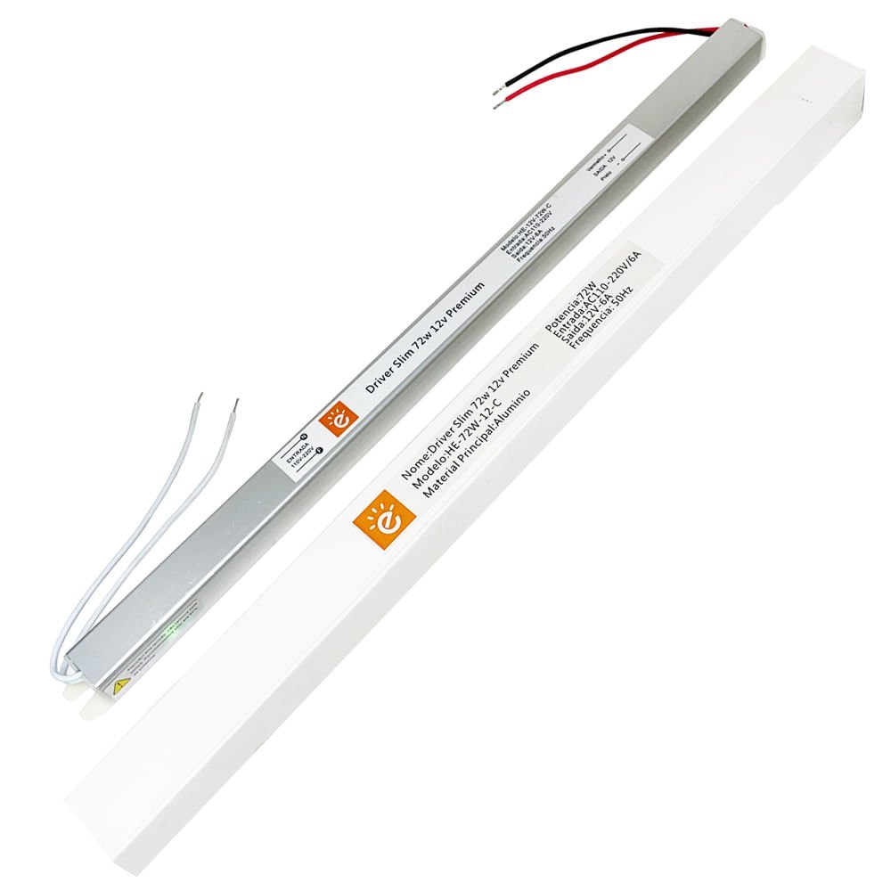 Mini Fonte Chaveada Driver Ultra Slim 6A 12V 72W Real Bivolt HE-12V72W ...