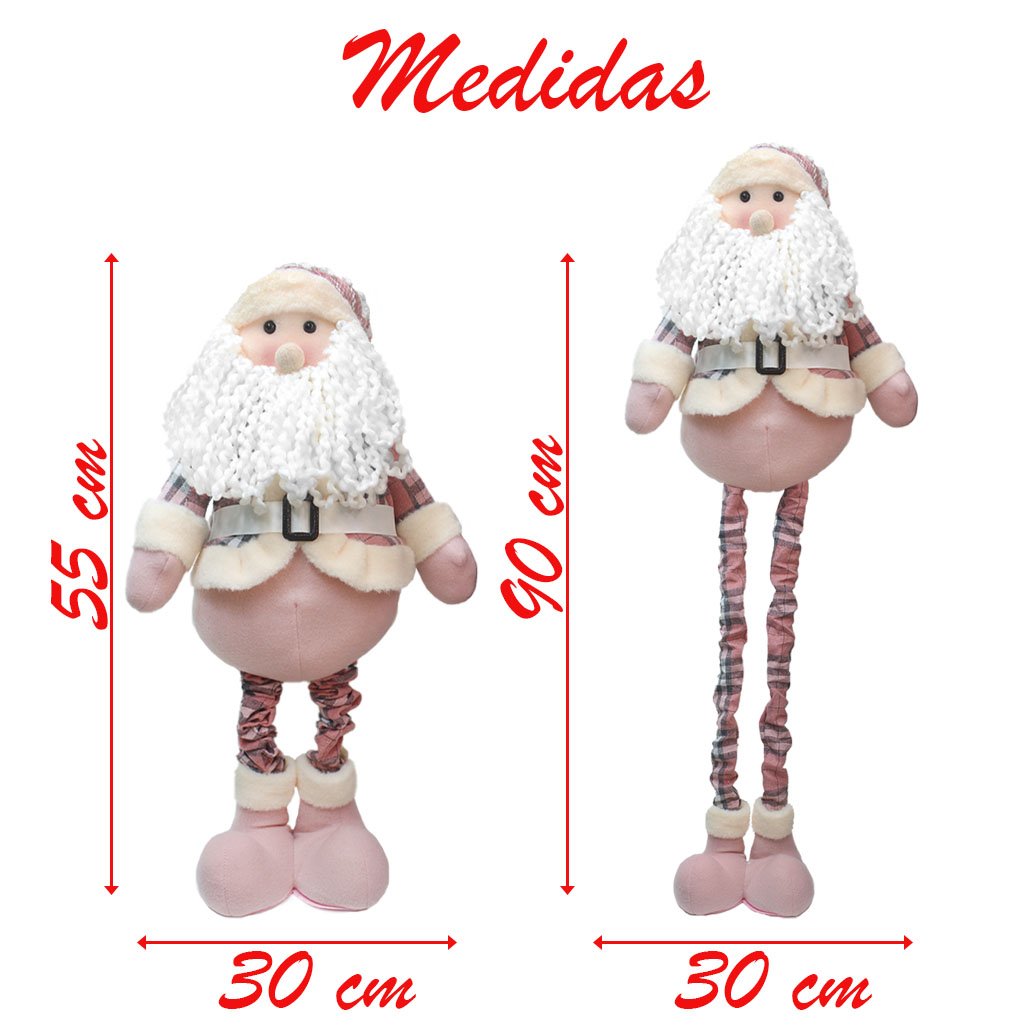 Boneco Natal Papai Noel Rosa Perna Ajustável 90cm | MadeiraMadeira
