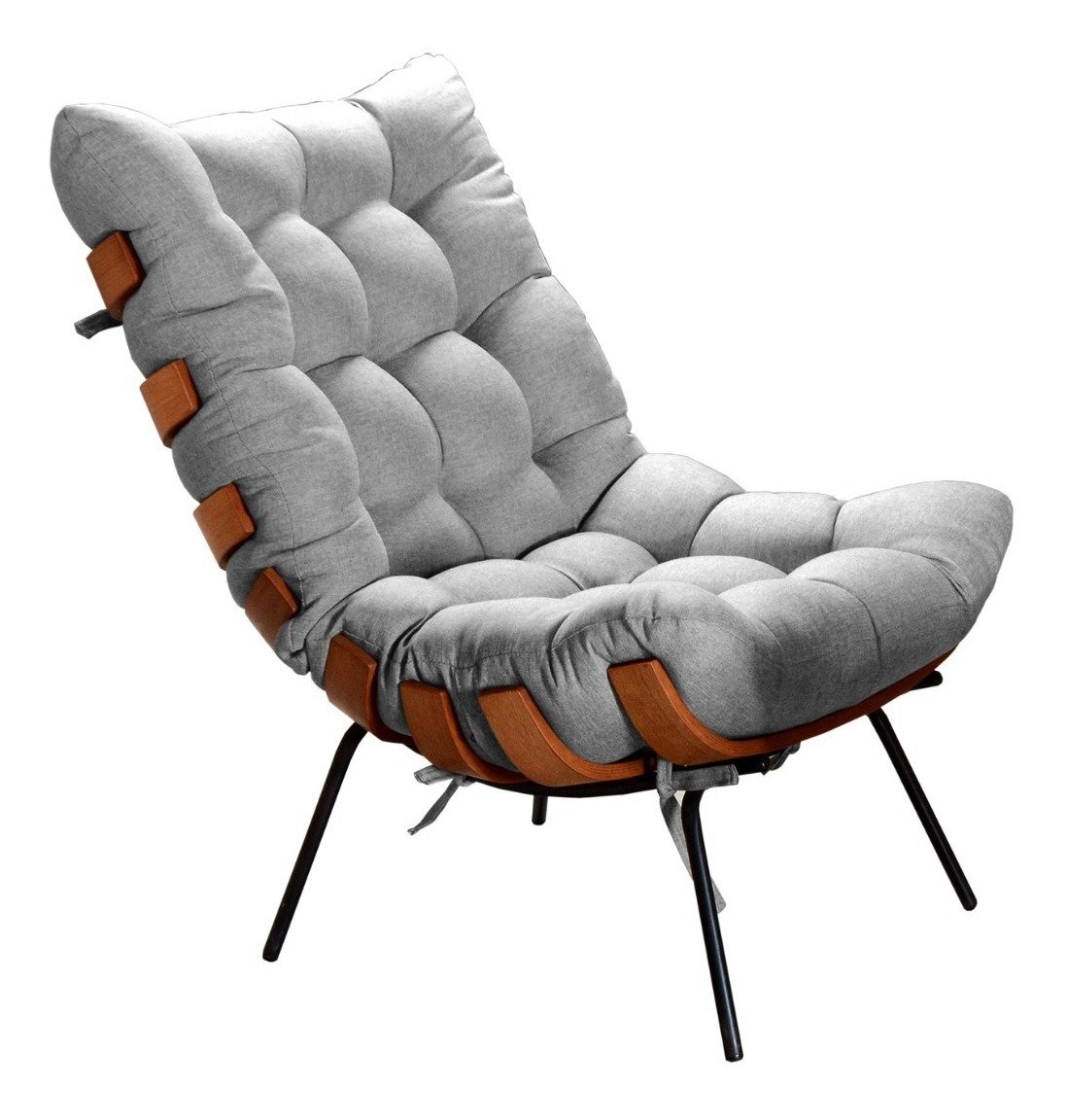 Poltrona Costela Martin Eisler Original Base Fixa Quarto, Sala - Linho ...