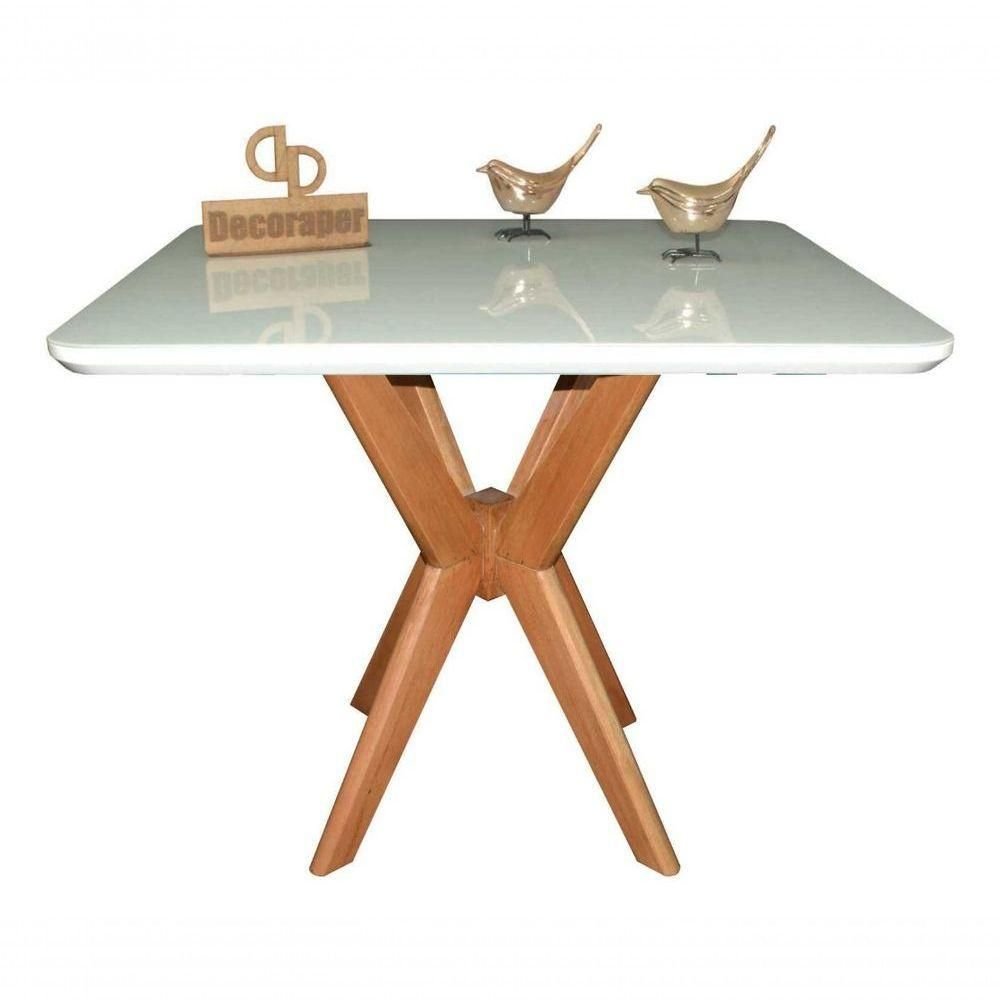 Mesa Jantar Pandora Tampo Retangular Laca com Vidro 100x70cm Off White ...
