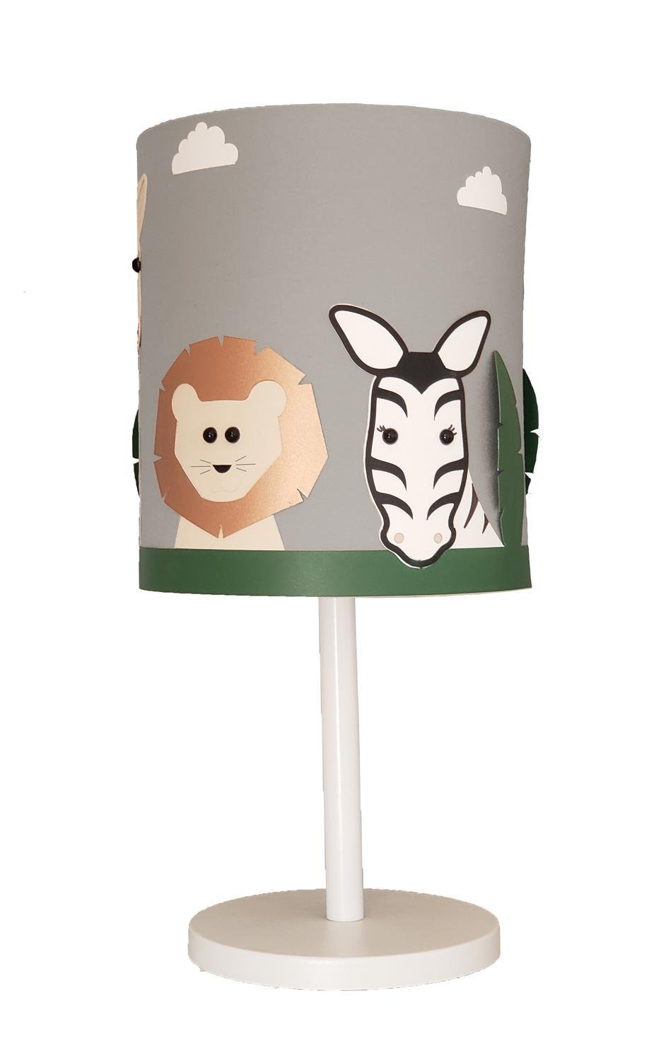 Abajur Infantil Safari Cúpula Cinza Tecido 20x42 Cm | MadeiraMadeira