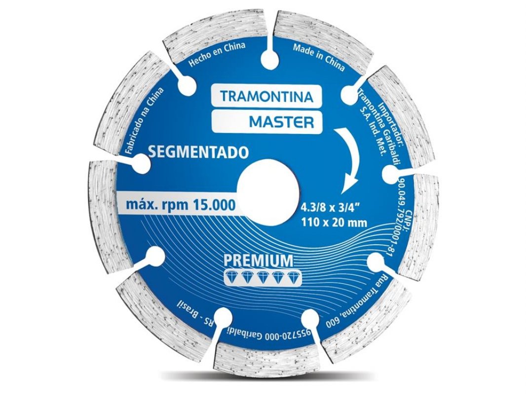 DISCO DIAMANTADO SEGMENTADO 4.3 8 CORPO ACO ESPECIAL TEMPERA ...