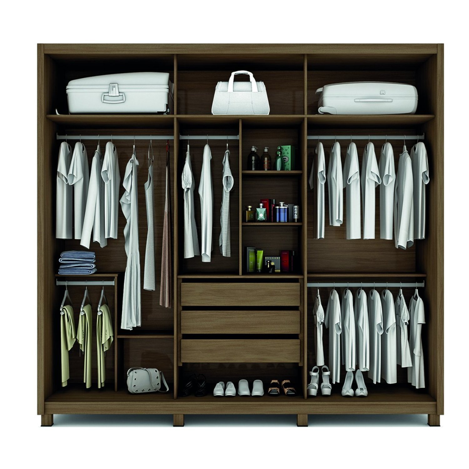 Guarda Roupa 2 Portas 3 Gavetas Manacá | MadeiraMadeira