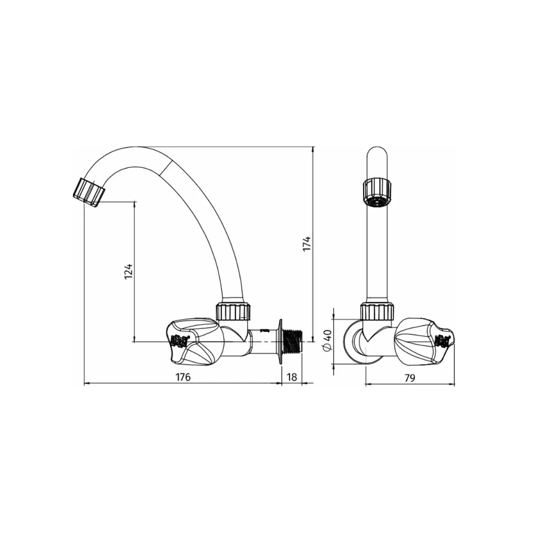Torneira Abs Preta Pia Cozinha Parede - 1167 Preto | MadeiraMadeira