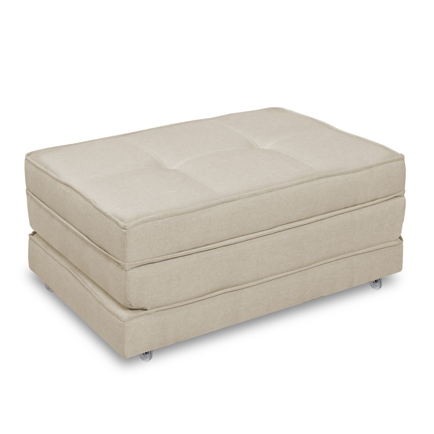 Pufe Cama Dobrável Solteiro com Rodízio Premium | MadeiraMadeira