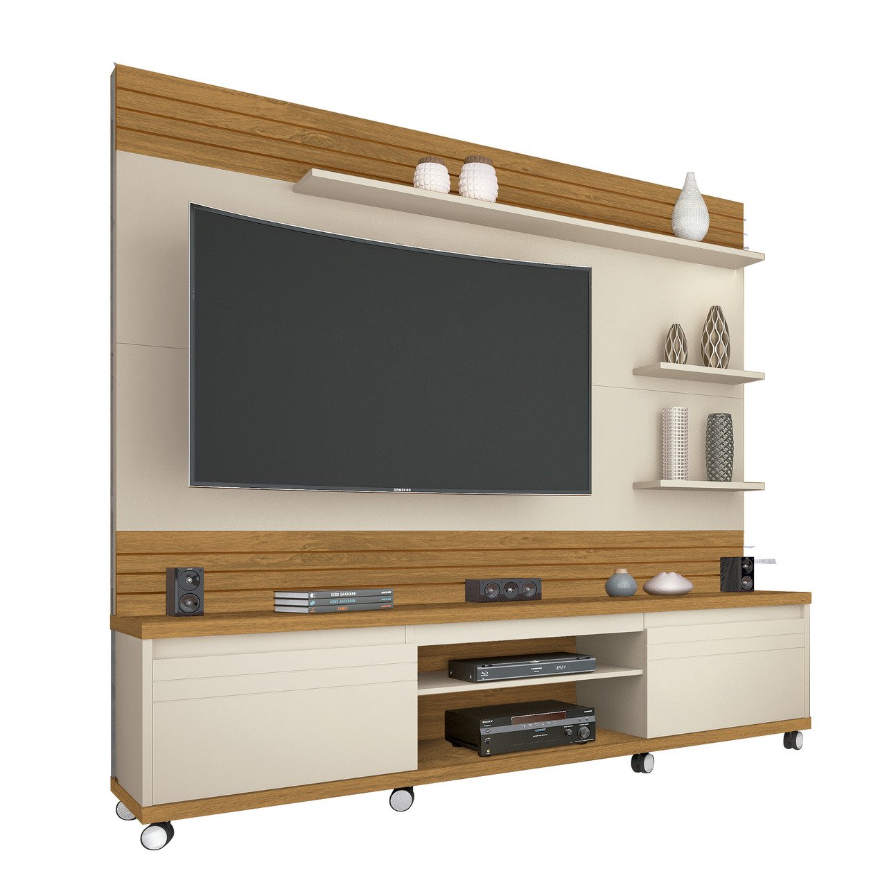 Home Theater Cedro GERMAI Off White/ Freijó | MadeiraMadeira