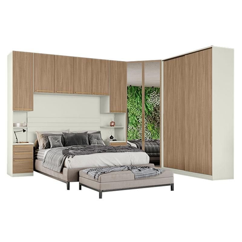 Quarto Modulado Casal Ambiente 5 New Predileto 5 Peças Areia Jequitibá ...