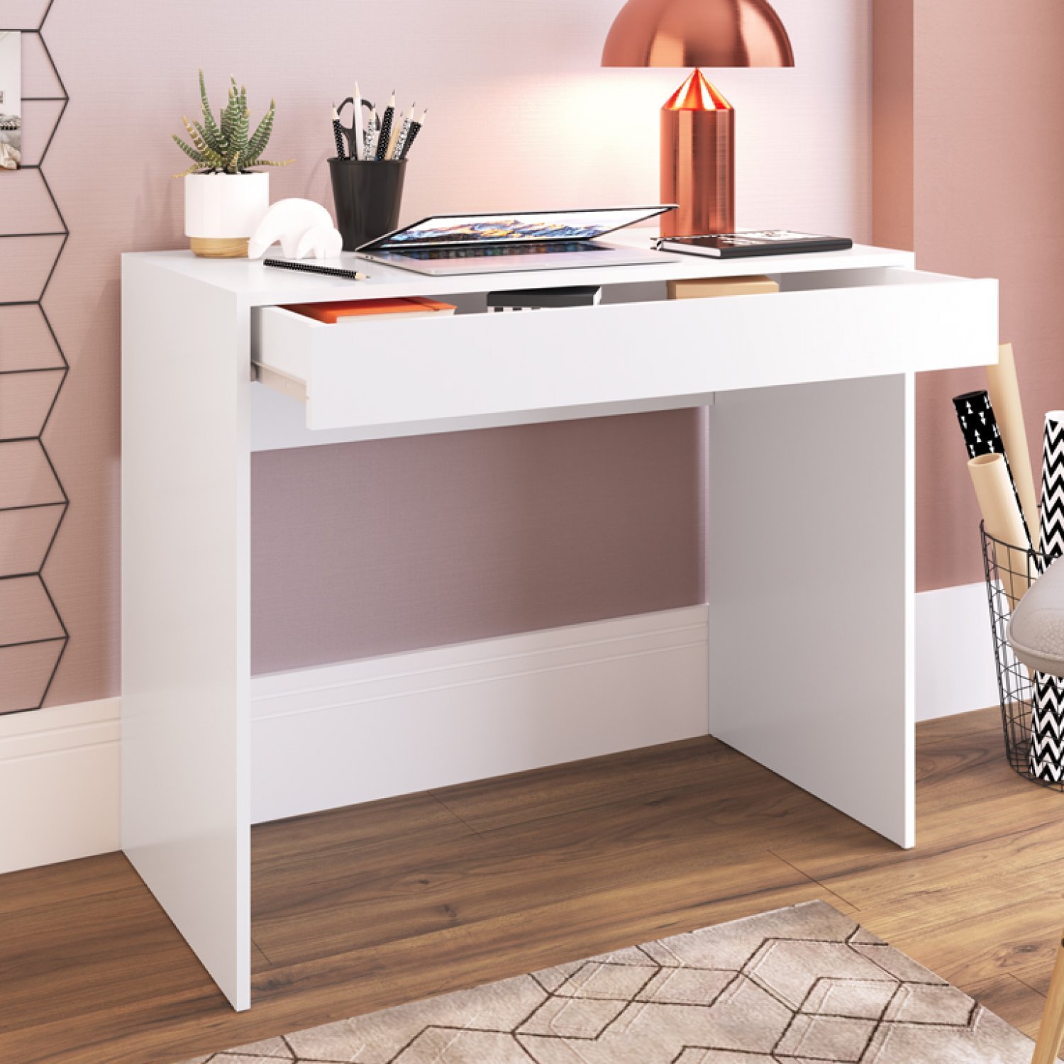 Escrivaninha Reta com 01 Gaveta Grande | MadeiraMadeira