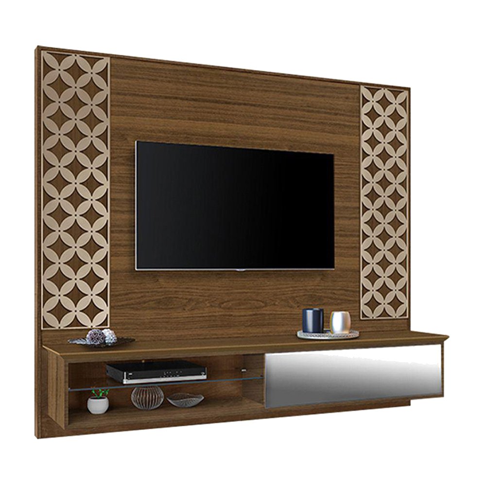 Painel Suspenso 180cm para TV de 55 Polegadas Borghese MDF Amêndoa Off White | MadeiraMadeira