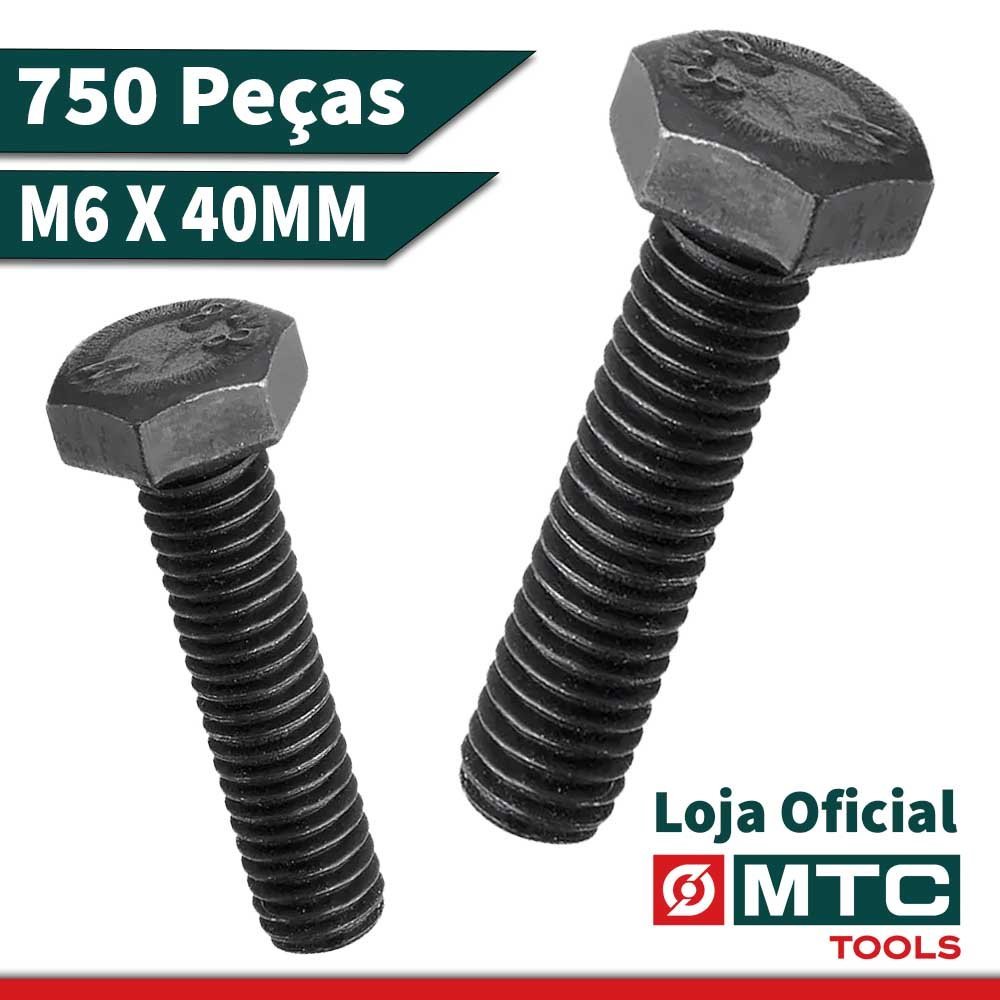 PARAFUSO SEXTAVADO DIN 933 M6 X 40MM ENEGRECIDO - 750UN | MadeiraMadeira