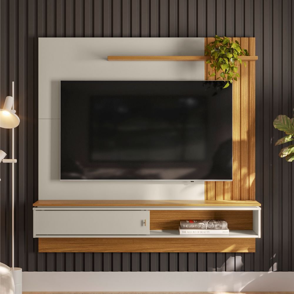Painel Home para TV ate 65 Polegadas Luna Nature Off-White | MadeiraMadeira
