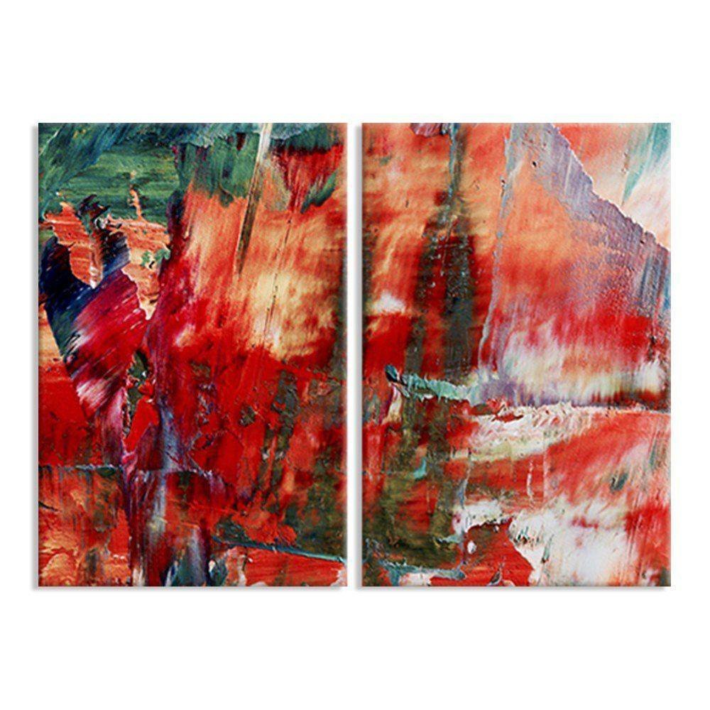 Kit 2 Telas Decorativas Pintura Abstrata Vermelha | MadeiraMadeira