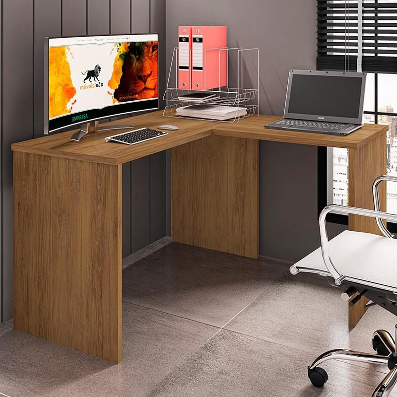 Mesa para Computador Escrivaninha Gávea em L Freijó - PR Móveis ...