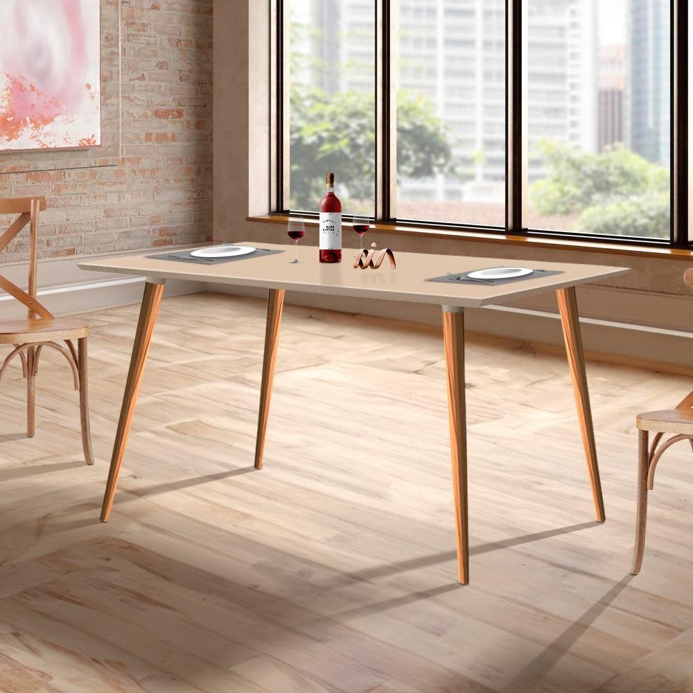 Mesa Retangular Com Tampo Em MDF 160cm Off White Aceline Shop Jm ...