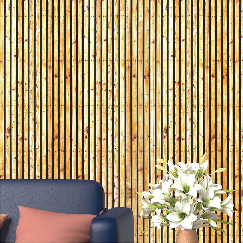Papel de Parede Adesivo Vinílico Ripas Madeira Clara 3,05m | MadeiraMadeira