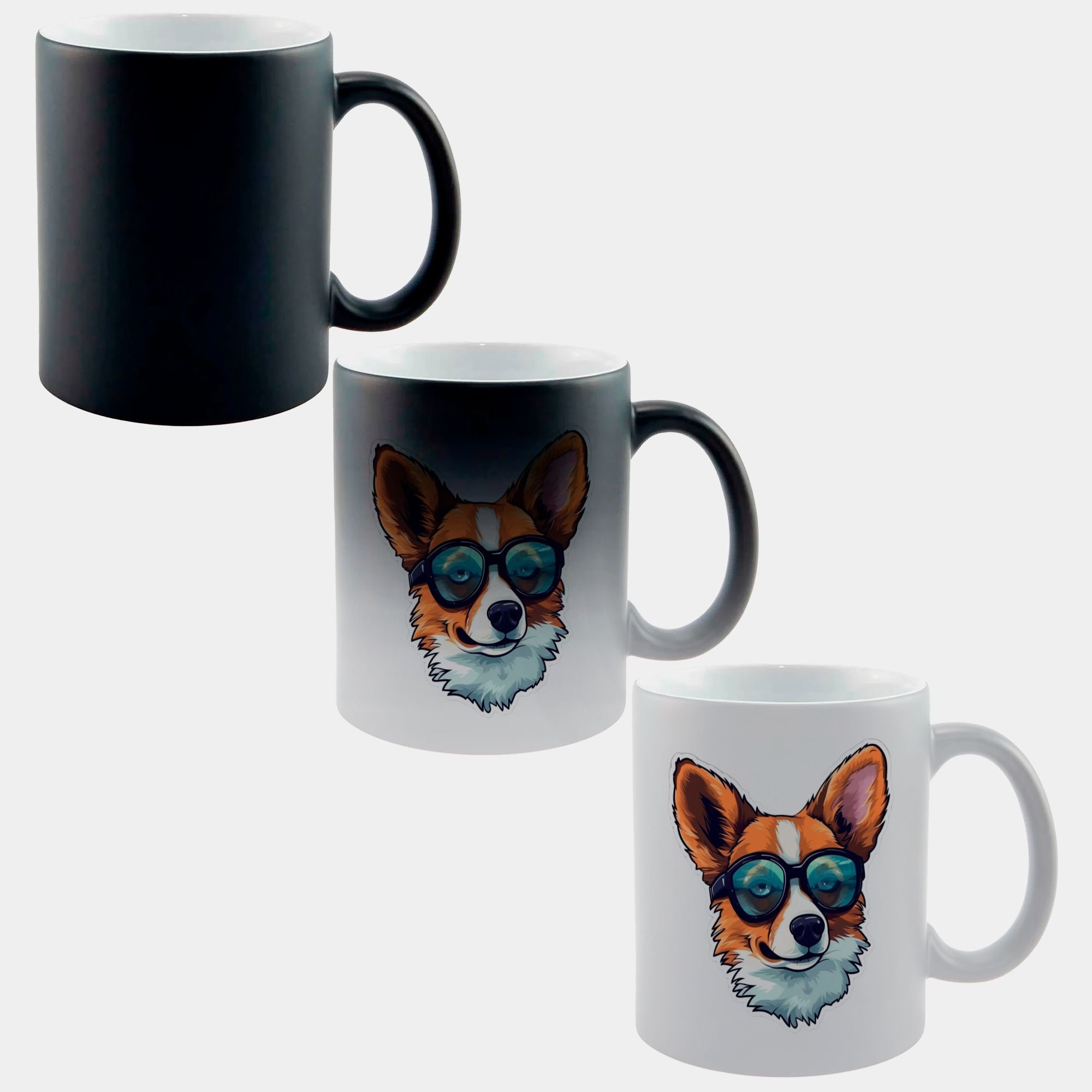 Caneca Mágica Fosca 325ml Y1 Cachorro Óculos Escuro Arte | MadeiraMadeira