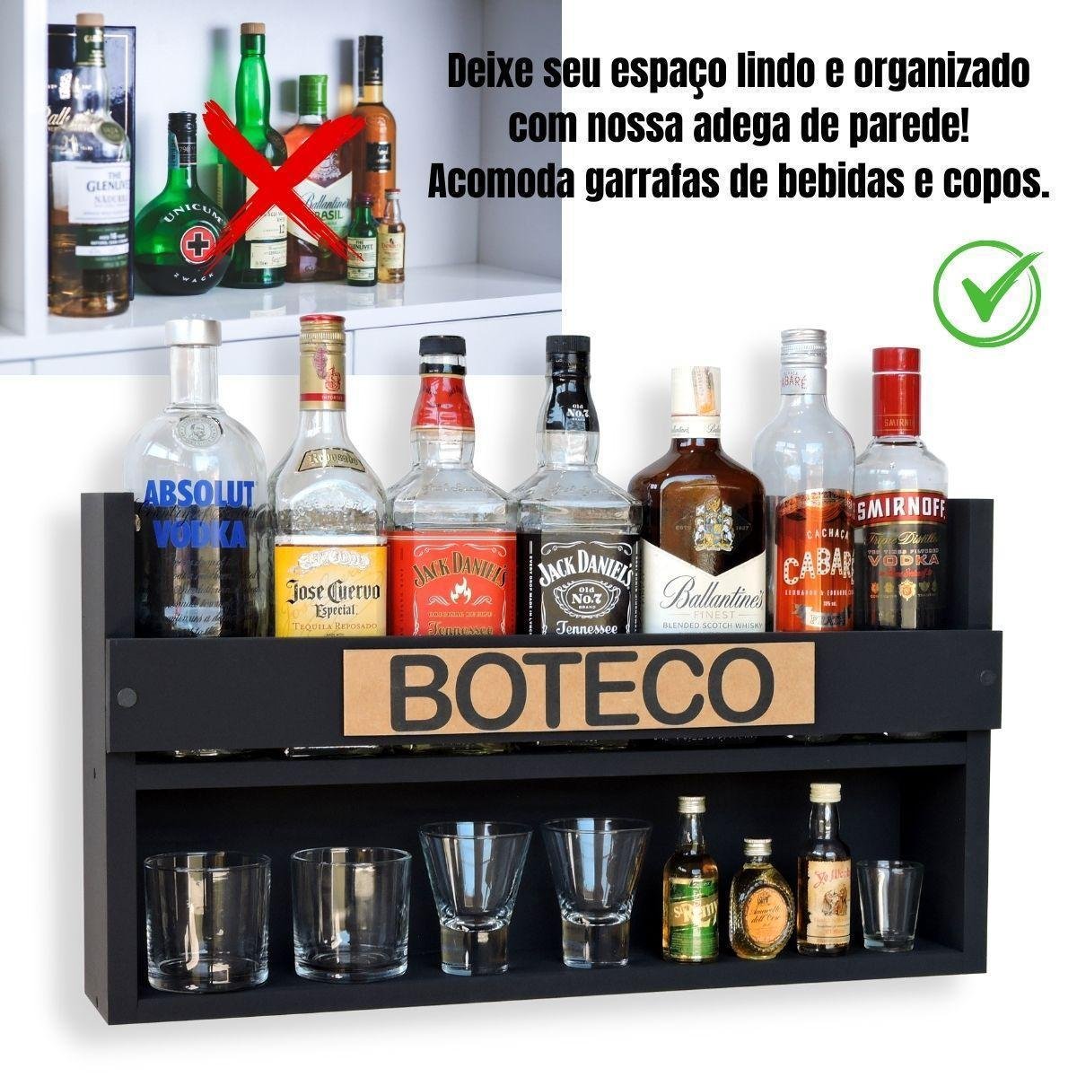 Mini Barzinho Bar Adega Parede Porta Copos Expositor Bebida ...