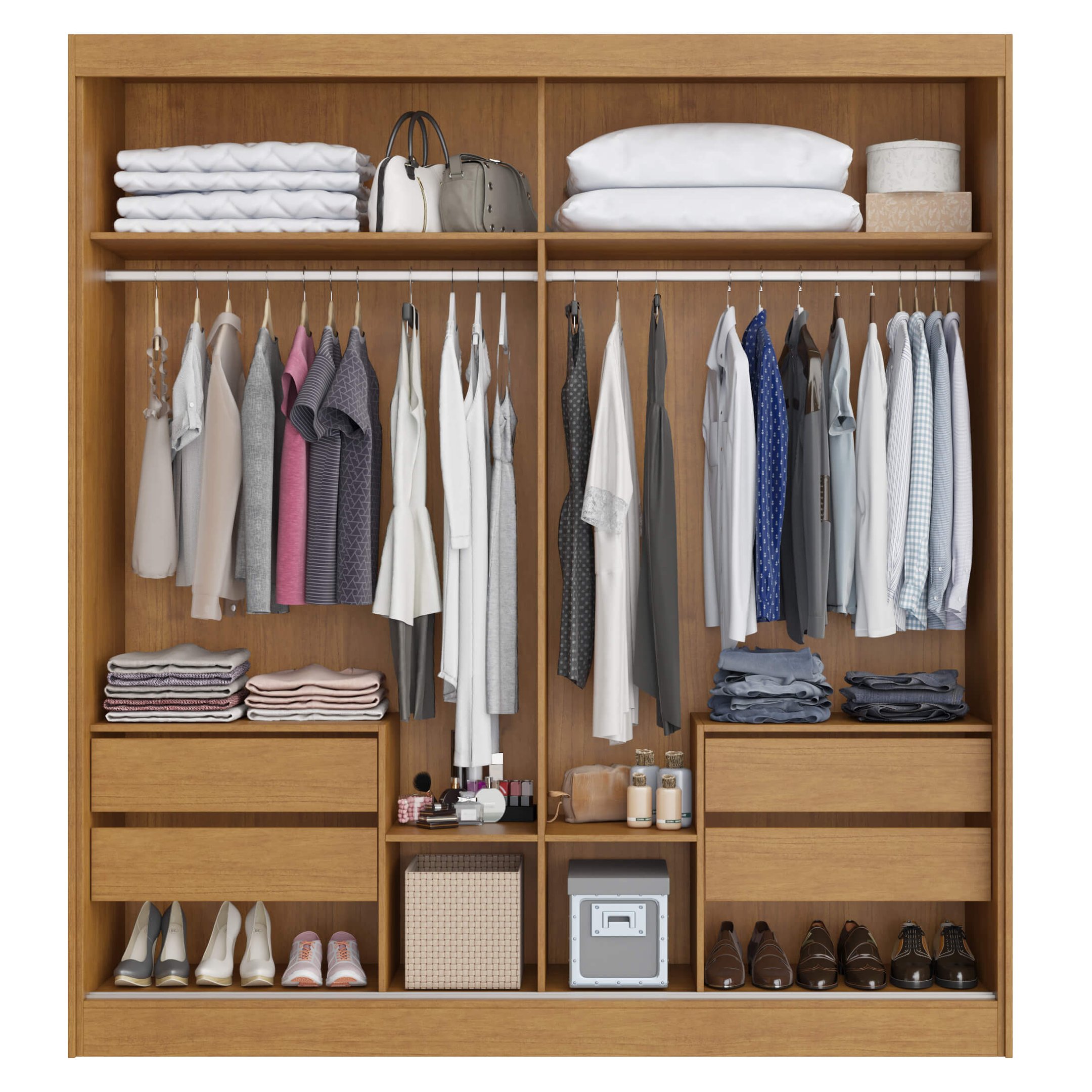 Guarda Roupa Casal 2 Portas de Correr 4 Gavetas Viena Bianchi Cor ...