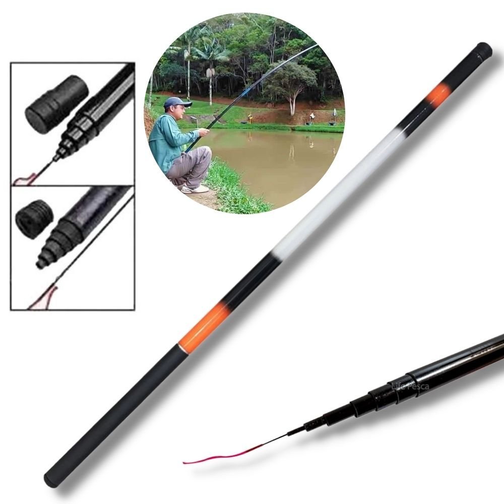 Vara De Pesca Telescópica Retrátil 5,40 Metros 40 % Carbono CMIK Vara ...