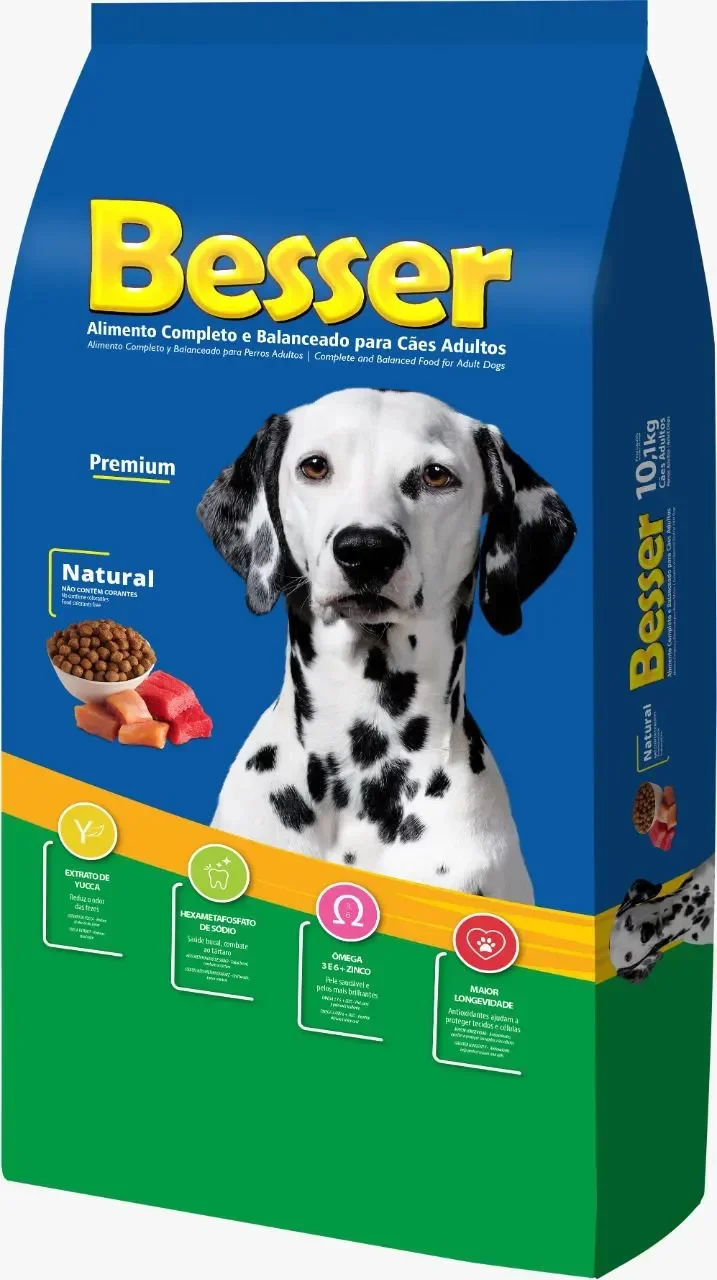 Ração Premium para Cães Adultos sabor Natural 25kg - Besser ...