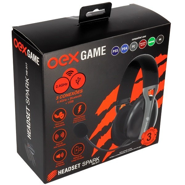 Headset Gamer SPARK Virtual Surround 5.1 e Multiplataforma Bluetooth ...