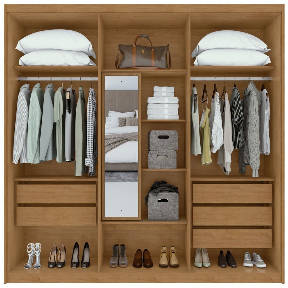 Guarda-Roupas Azael 6 portas S/esp E C/pes Pvc Amendoa Clean/off White ...