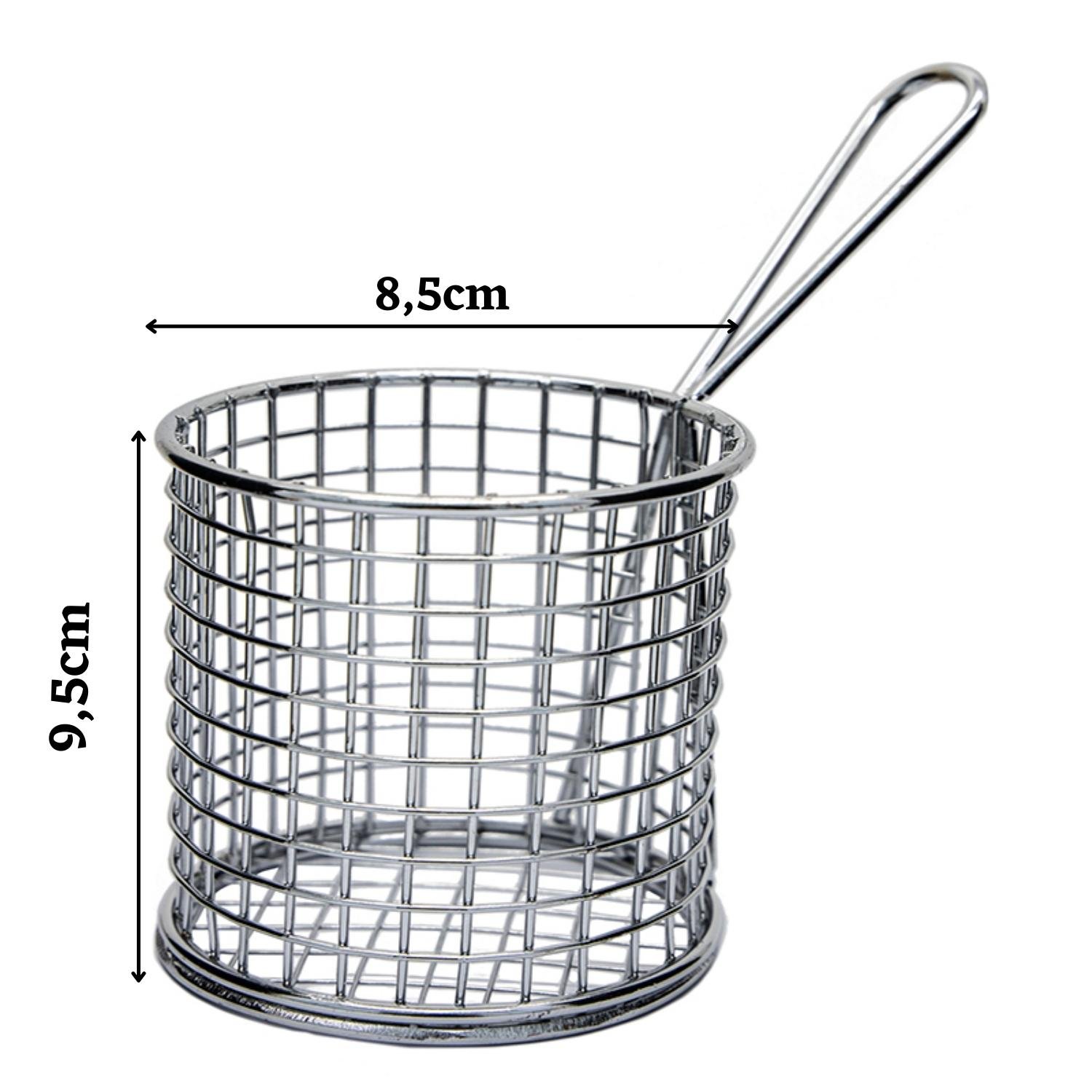 Cesto Inox Redondo p/ Servir Batata Frita Frango Porções | MadeiraMadeira