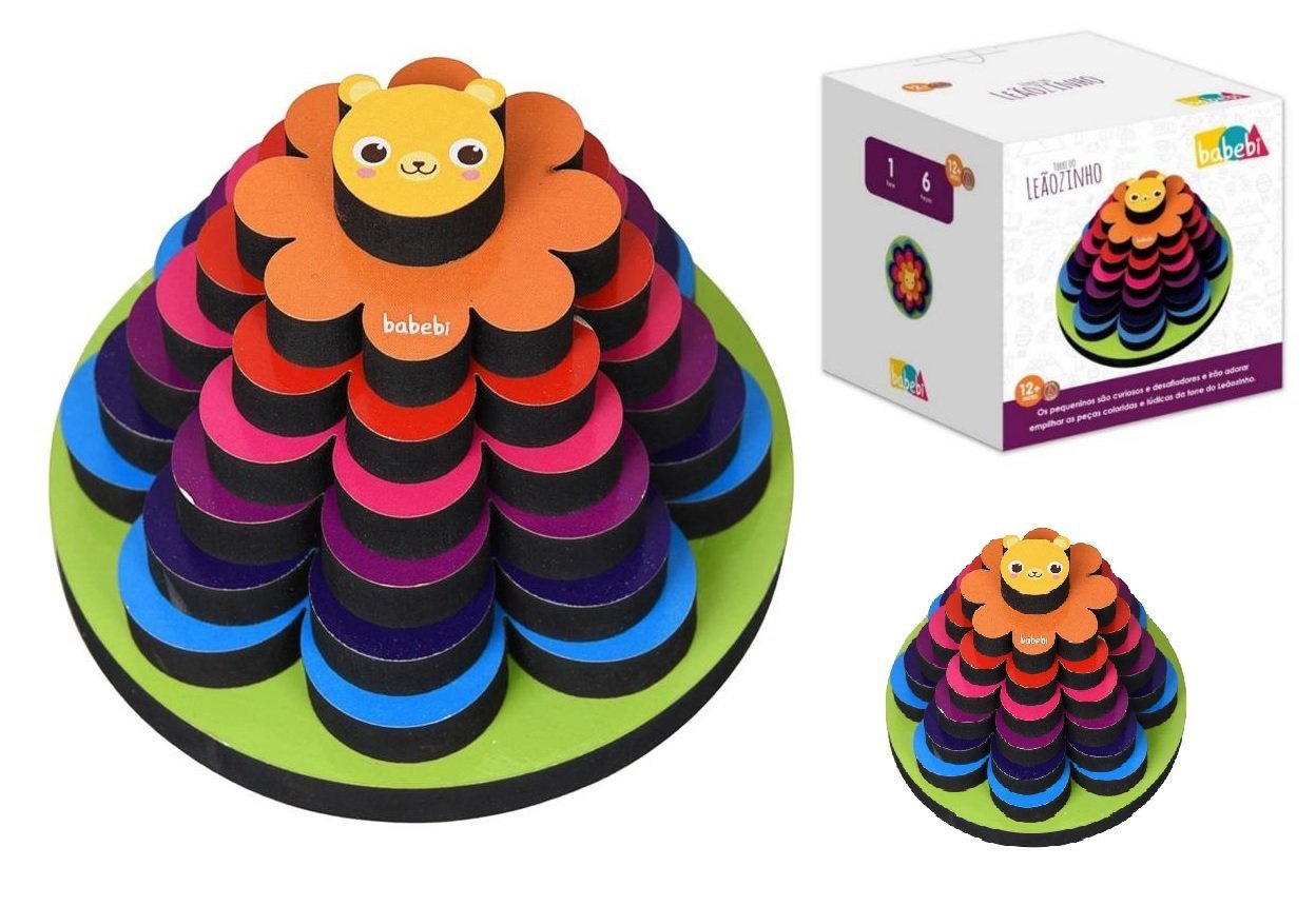 Torre Do Leãozinho Brinque e Leia Brinquedo Infantil Pedagógico Babebi - Ref 28013 | MadeiraMadeira