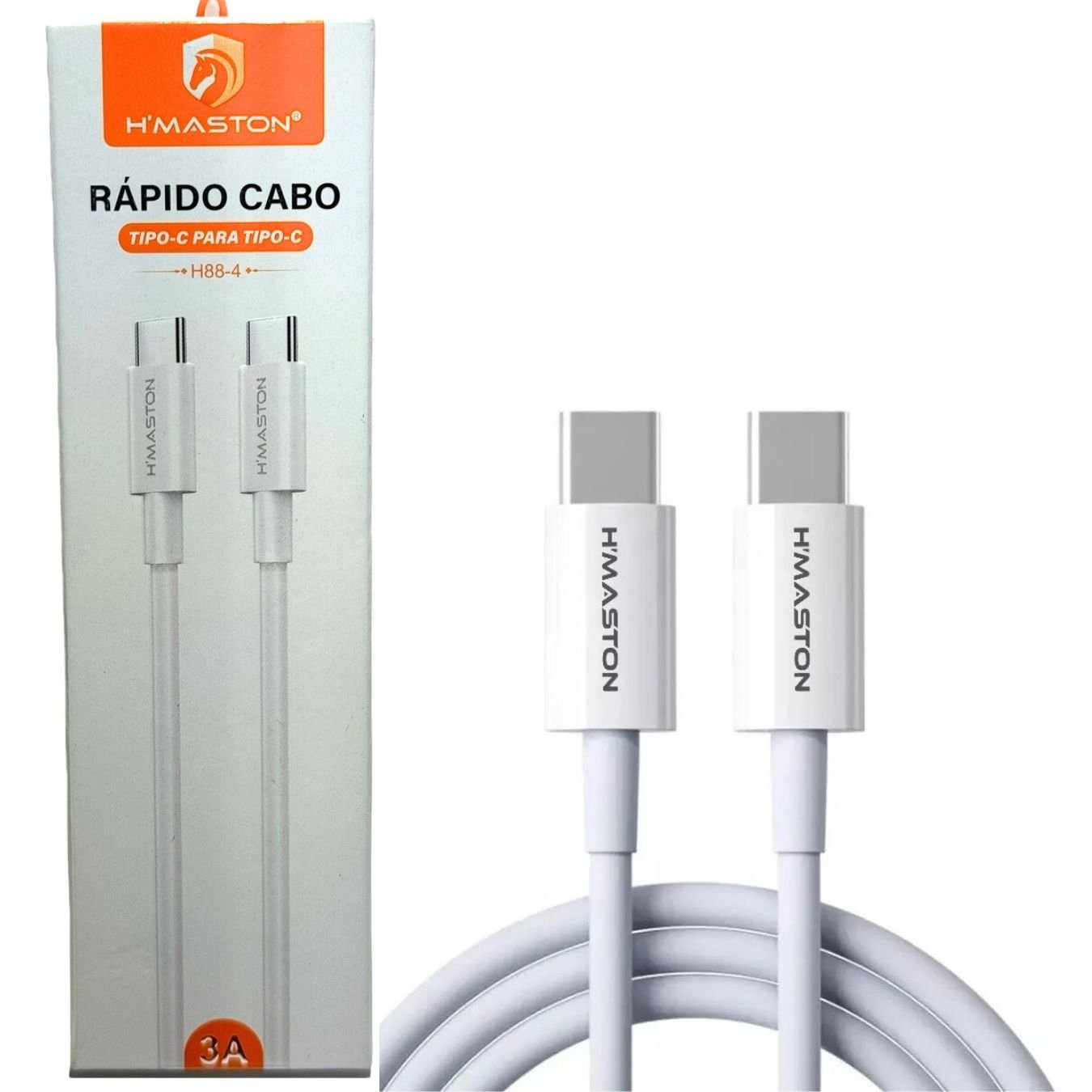 Cabo H'maston Tipo C para Tipo C 5v-3a 1m Branco H88-4 | MadeiraMadeira