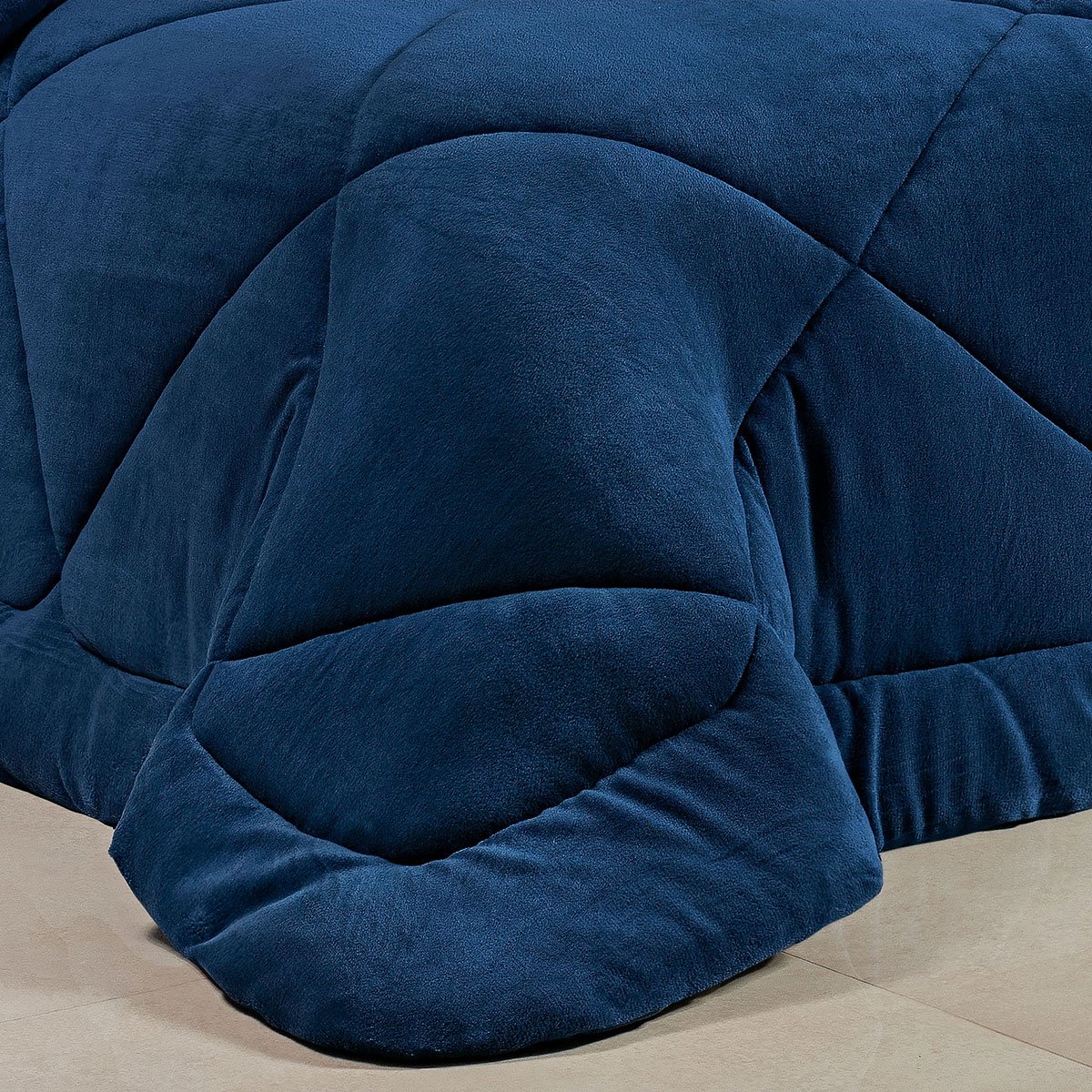 Edredom Azul Marinho Solteiro Dupla Face Soft Microfibra 2,50m x 1,90m ...