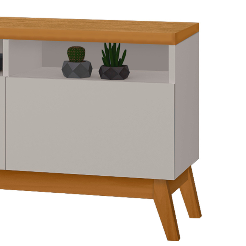 Rack Supremo 3 Portas 4 Nichos 1,80 Pés Madeira Pinus Off White Nature ...