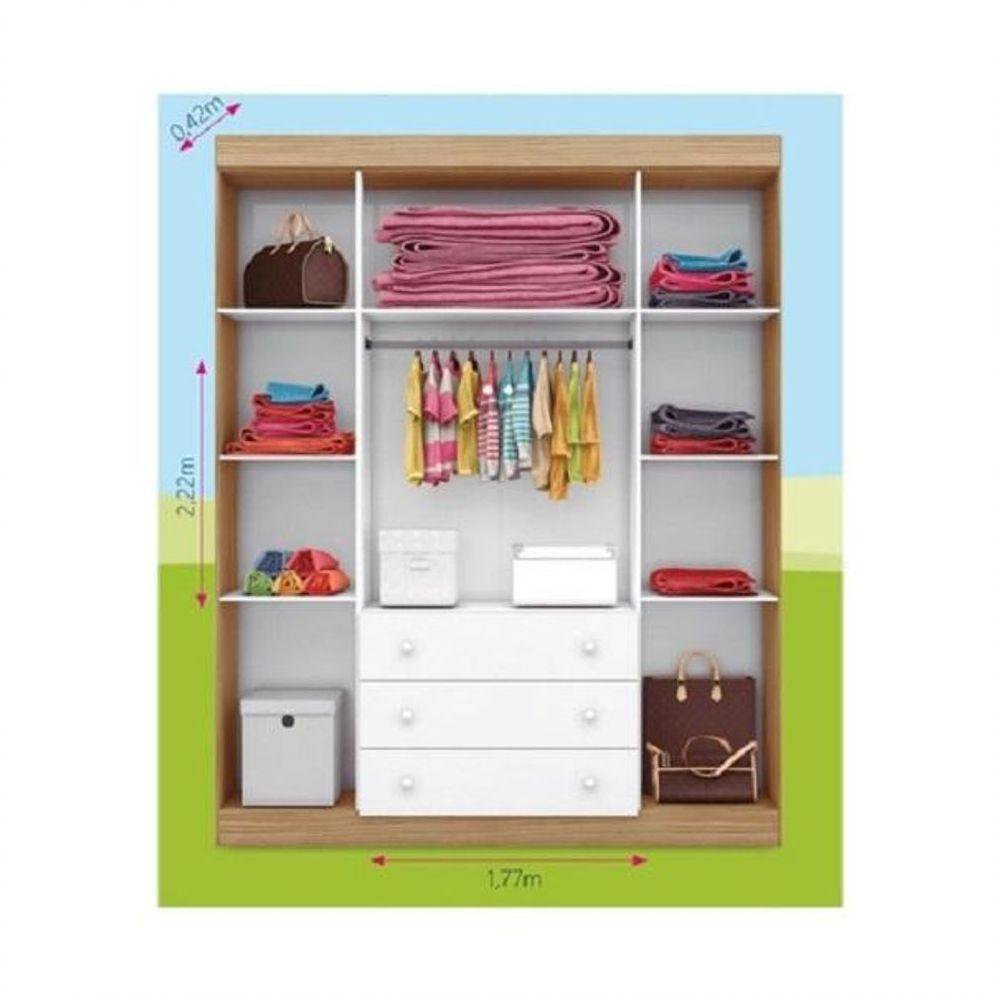 Roupeiro Infantil 4 Portas Lis Branco wengue Móveis Canaã | MadeiraMadeira