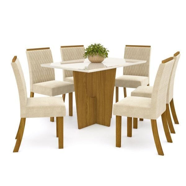 Conjunto Sala de Jantar Mesa e 6 Cadeiras Janice Henn | MadeiraMadeira