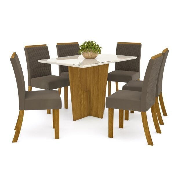 Conjunto Sala de Jantar Mesa e 6 Cadeiras Janice Henn | MadeiraMadeira