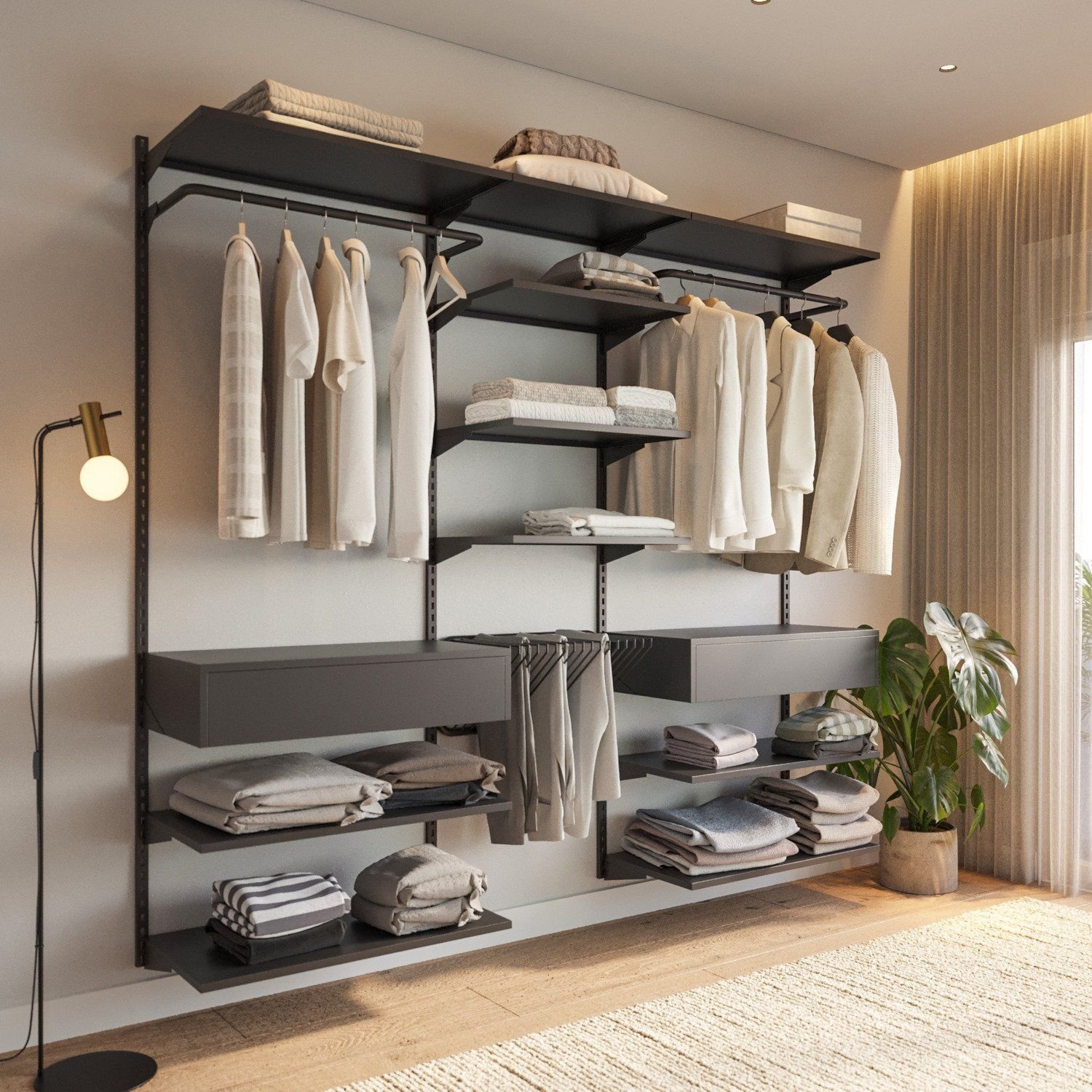 Closet Aberto Modulado para Casal 225cm (Eternity 34) Preto ...