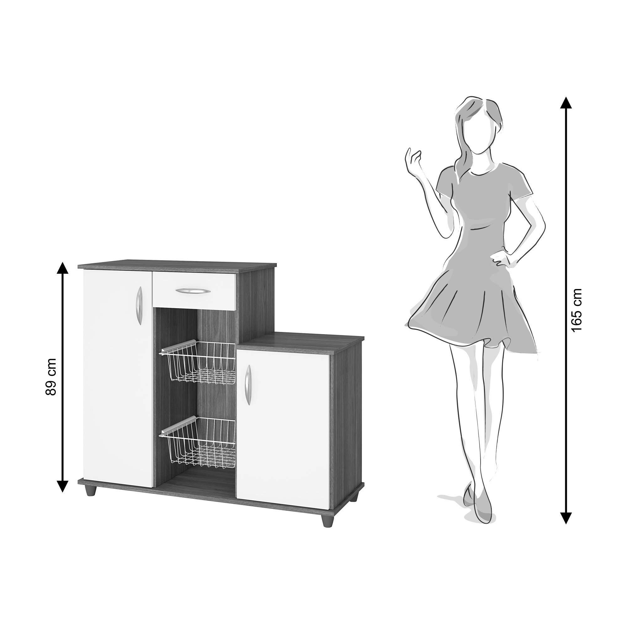 Fruteira Notavel Diva New Branco 2 Porta 1 Gaveta | MadeiraMadeira