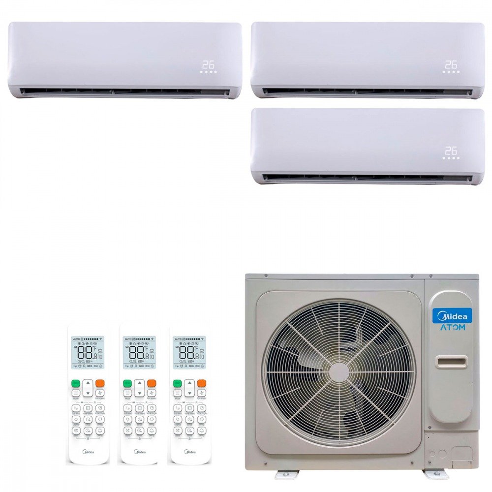 Ar Condicionado Multi Split Inverter Midea Atom 36000 BTUs (2x9000+1x18000) Quente Frio ...