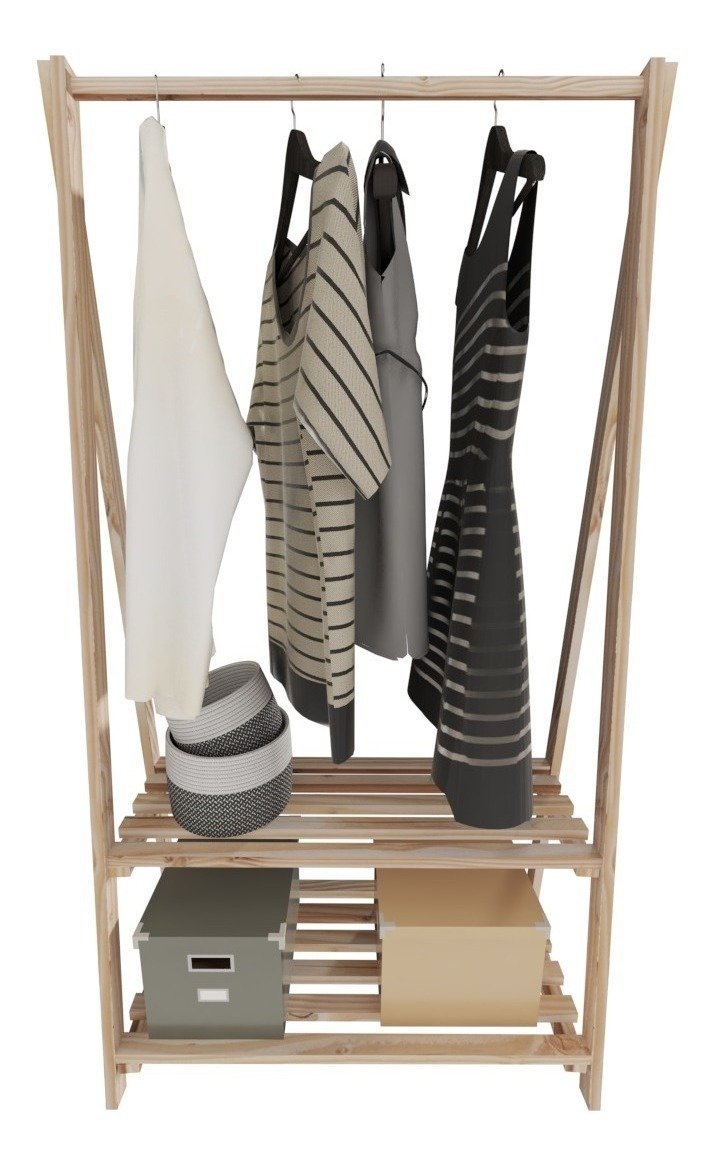 Cabideiro Arara Para Roupas 170cm Altura C/ Sapateira Technox | MadeiraMadeira