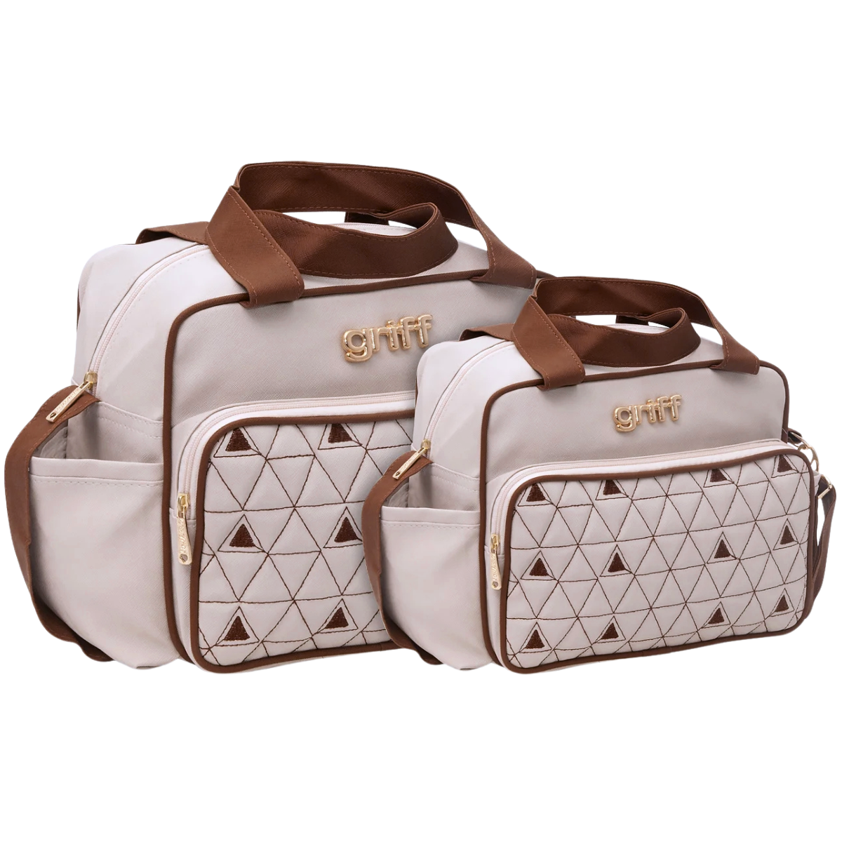 Kit Bolsas Maternidade Griff Baby Triângulo Bege | MadeiraMadeira