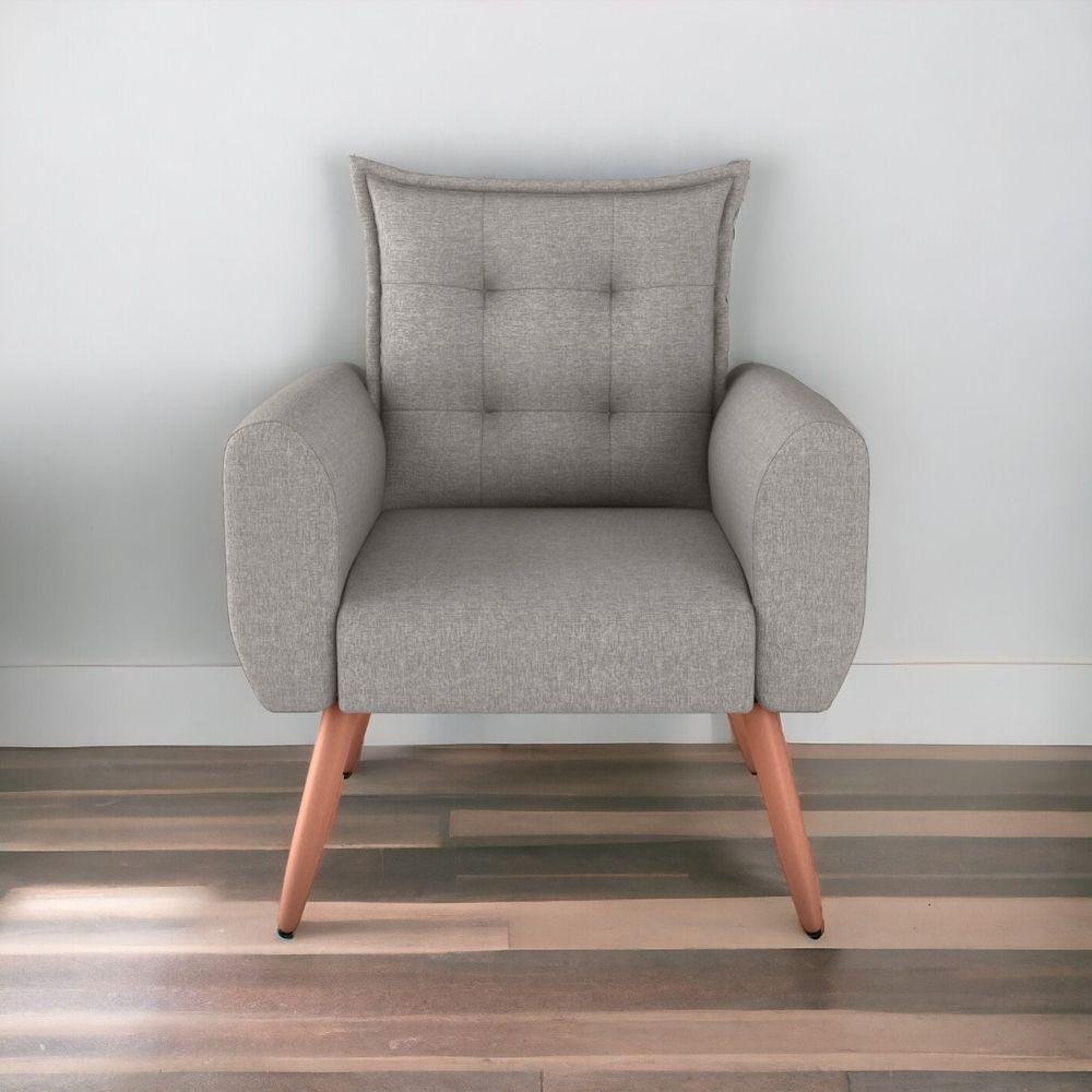 Poltrona Decorativa para Sala Ravi Linho Cinza | MadeiraMadeira